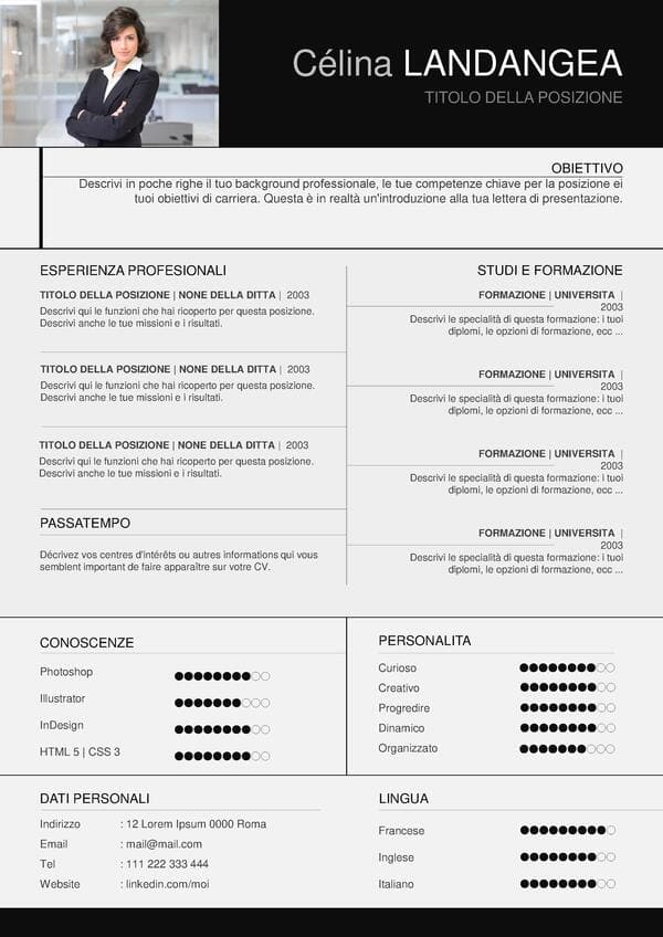 Curriculum vitae Word da compilare e scaricare